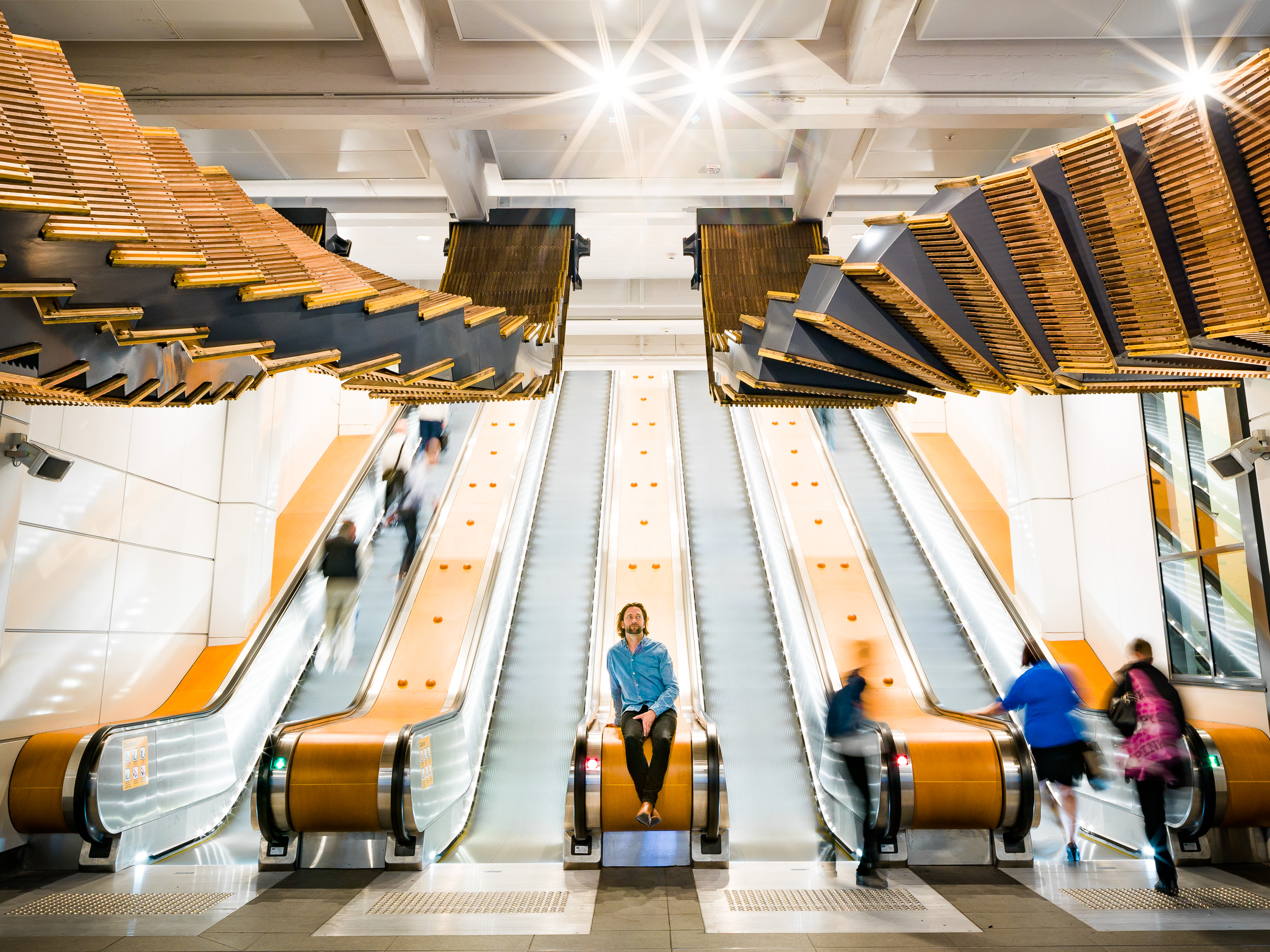 Floating sculpture of heritage escalators unveiled at Wynard Station ...
